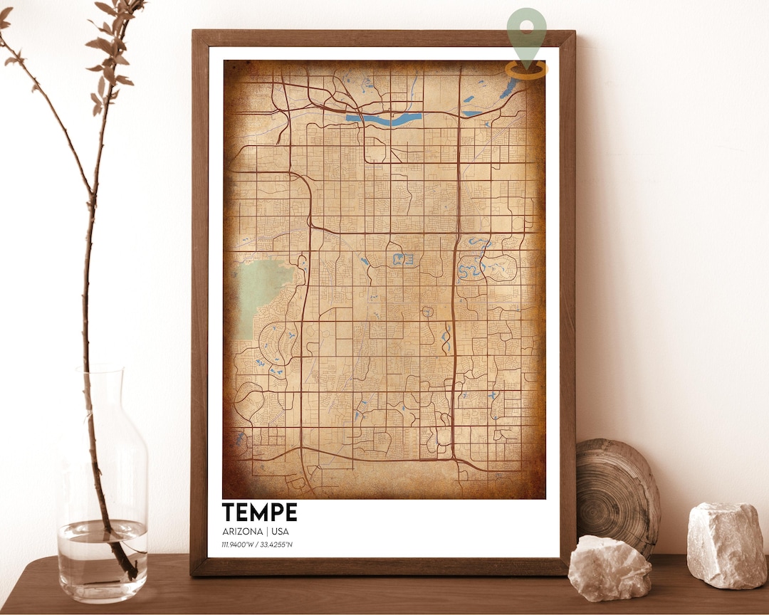 Tempe Map, Tempe Map Print, Tempe Custom Map, Tempe City Map, Tempe ...