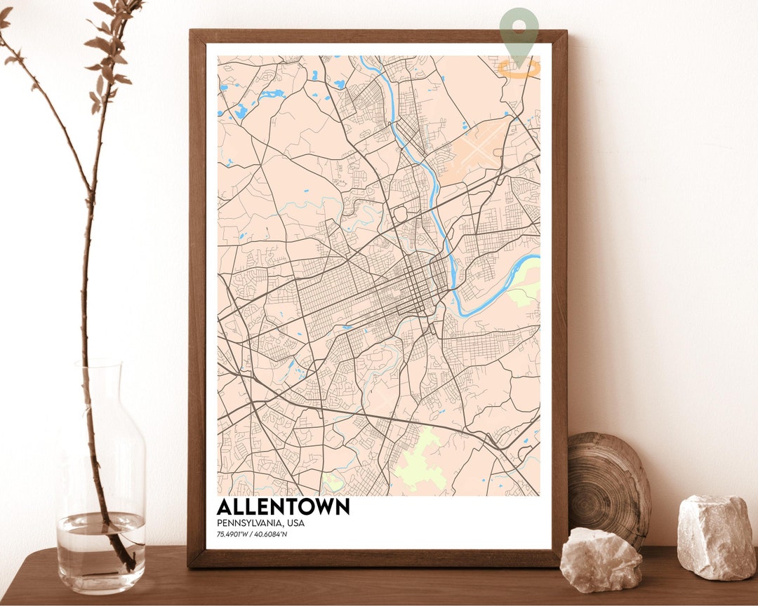 Allentown Map , Allentown Map Print, Allentown Personalized Map Art ...