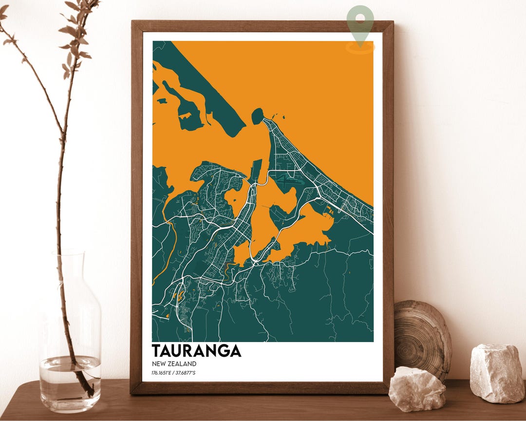 Tauranga Map, Tauranga Map Print, Tauranga Custom Map, Tauranga City ...