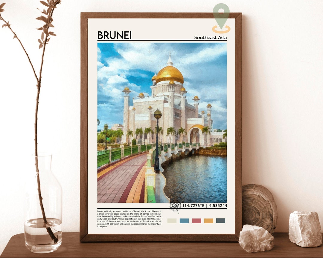 Brunei Print, Brunei Poster, Brunei Wall Art, Brunei Travel, Brunei Art ...