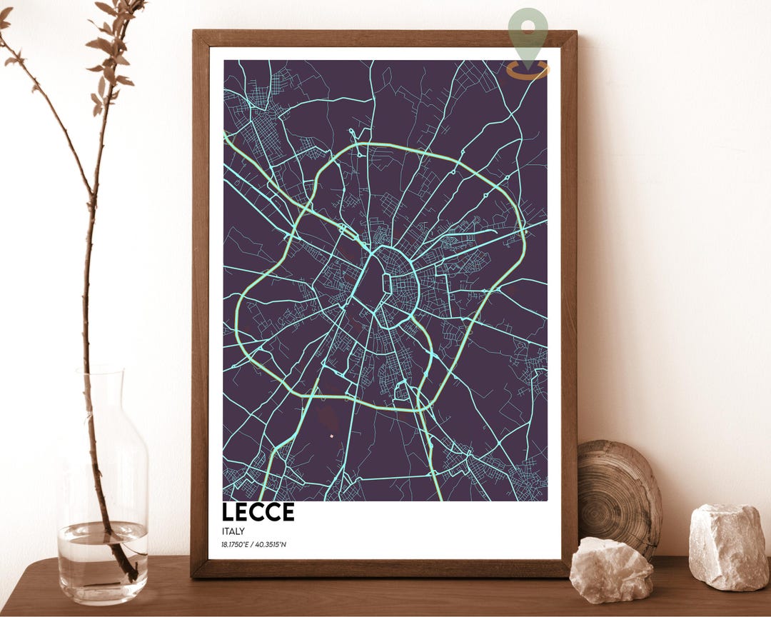Lecce Map, Lecce Map Print, Lecce Wall Art, Lecce Travel Poster, Lecce ...