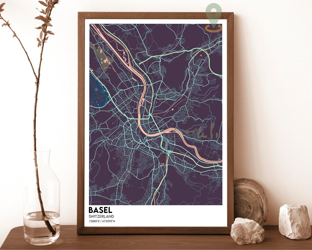 Basel Map Poster, Basel Map Print, Basel Personalized Map Art, Basel ...