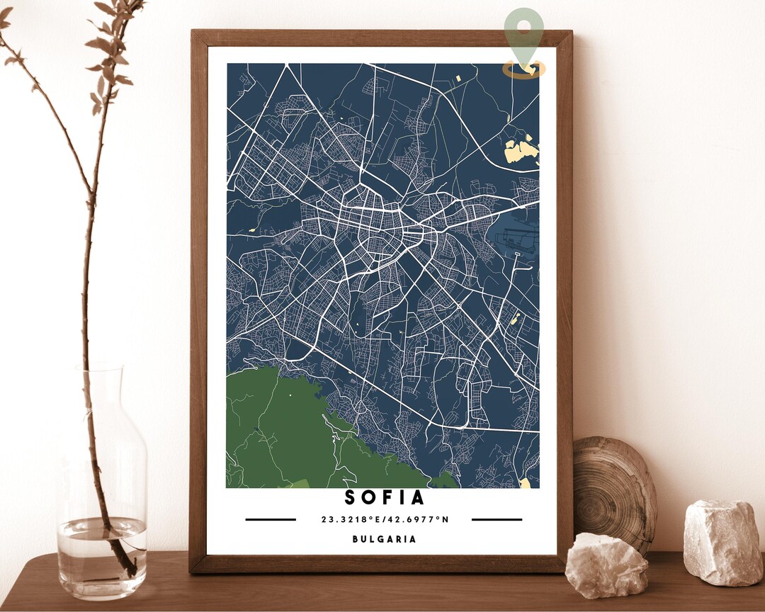 Mapa de Sofía, Impresión de mapa de Sofía, Mapa personalizado de Sofía ...