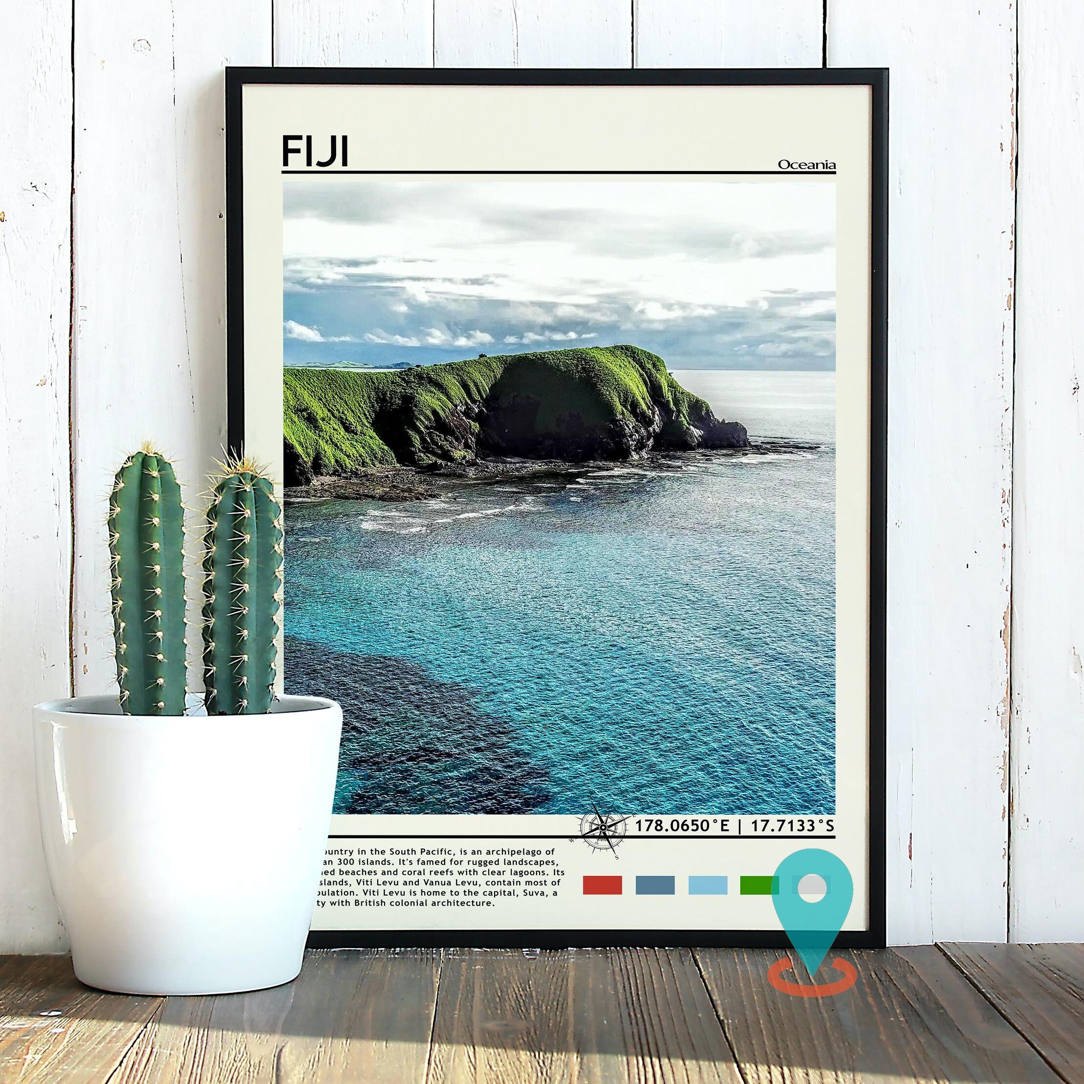 Fiji Print Fiji Poster Fiji Wall Art Fiji Art Print Fiji - Etsy
