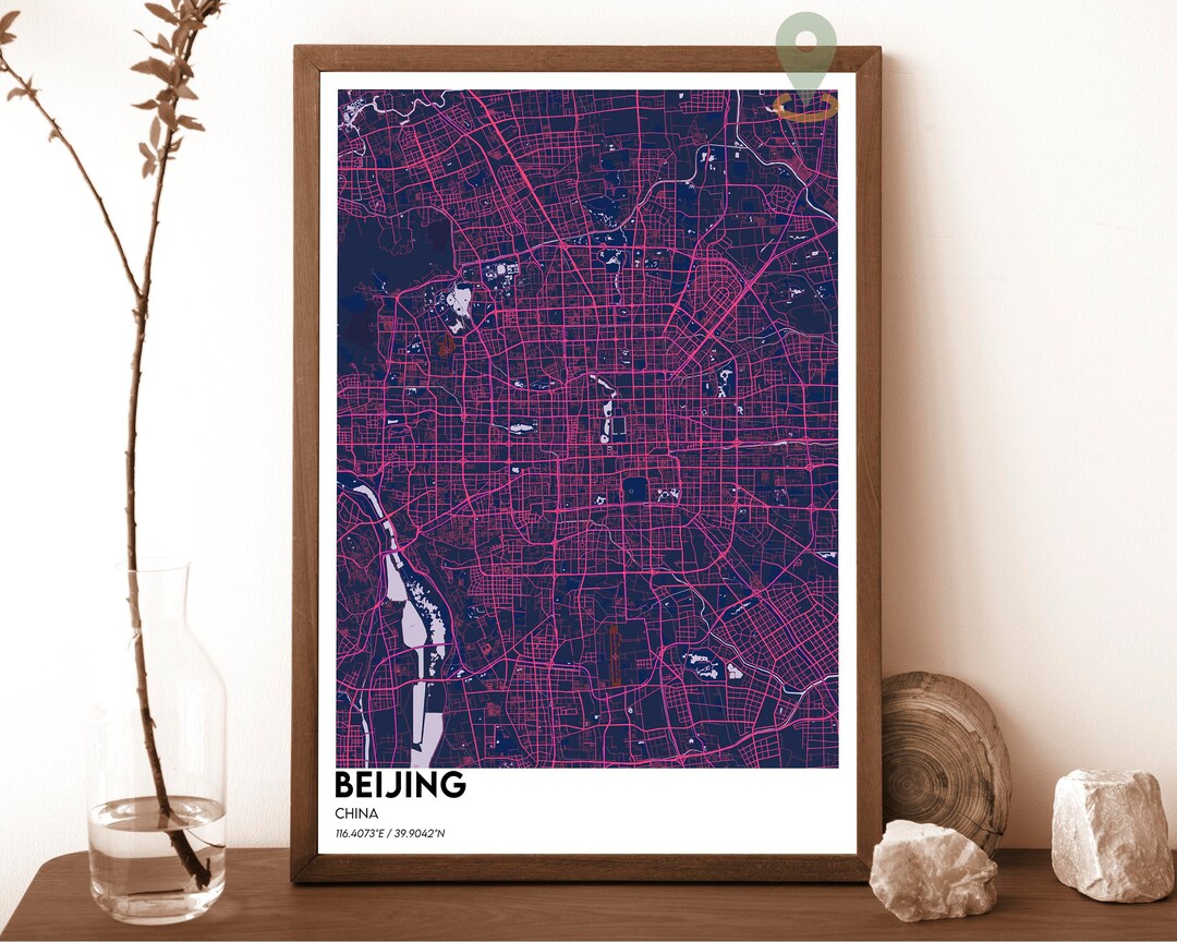 Beijing Map , Beijing Map Print, Beijing Personalized Map, Beijing Wall ...
