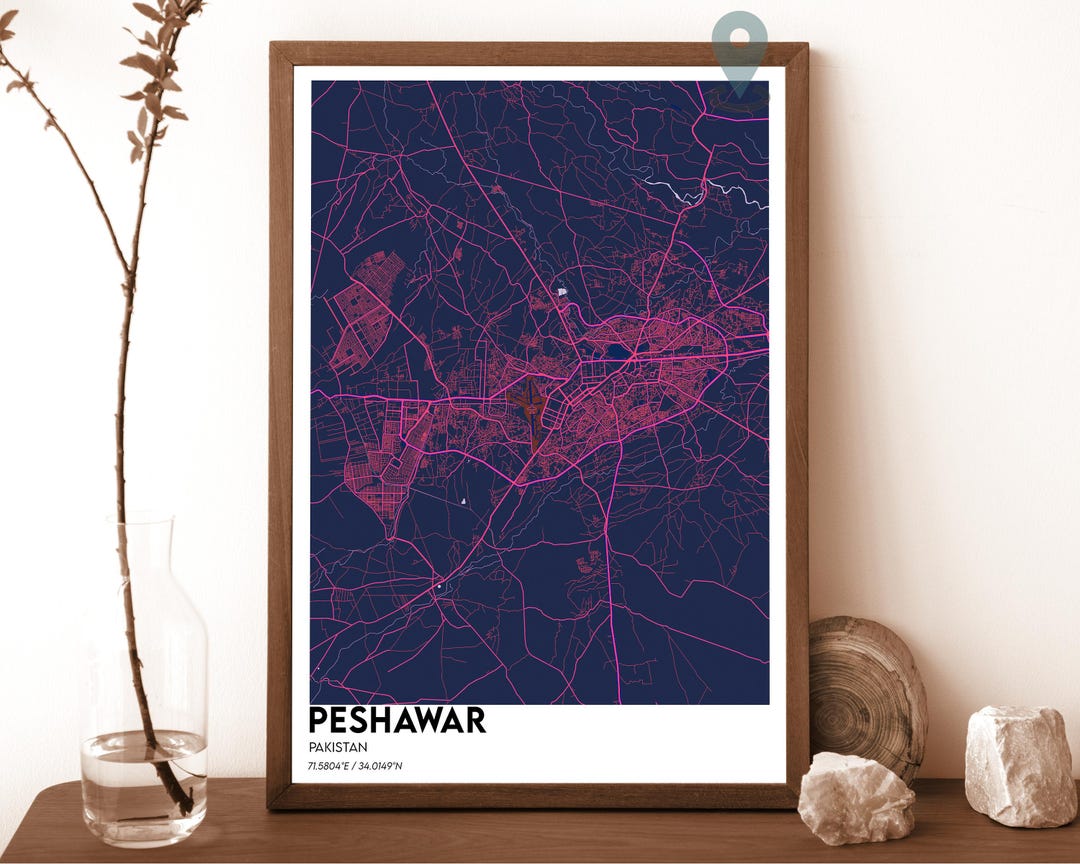 Peshawar Map, Peshawar Map Print, Peshawar Personalized Map, Peshawar ...