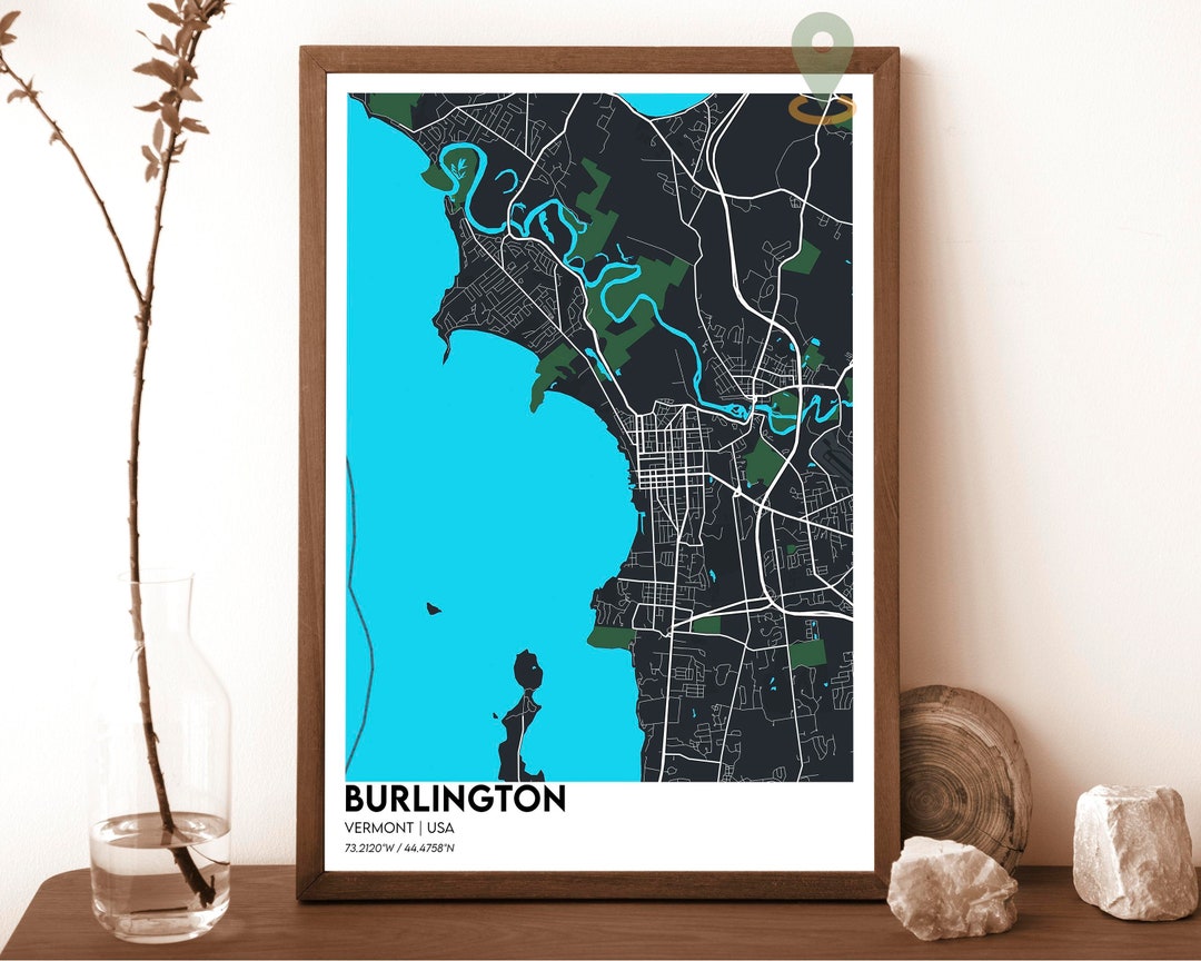 Burlington Map, Burlington Map Print, Burlington Personalized Map ...