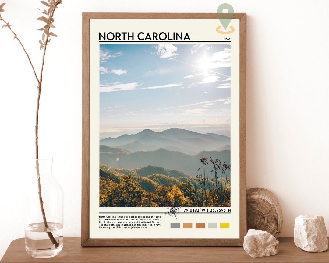 North Carolina Travel Poster, North Carolina Print, North Carolina Wall ...