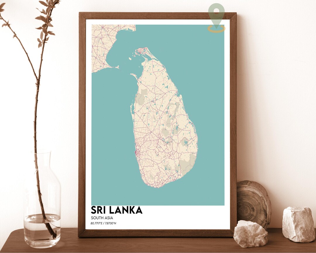 Sri Lanka Map, Sri Lanka Map Print, Sri Lanka Wall Art, Sri Lanka ...