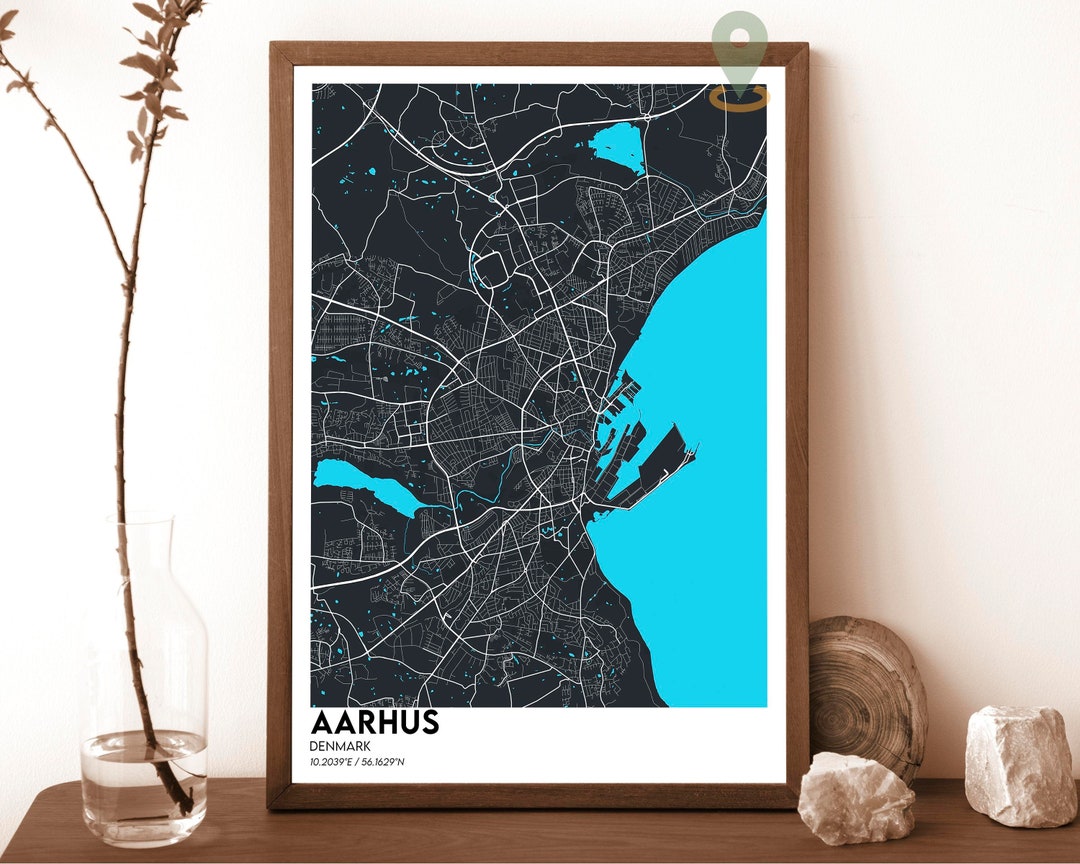 Aarhus Map, Aarhus Map Print, Aarhus Personalized Map, Aarhus Wall Art ...