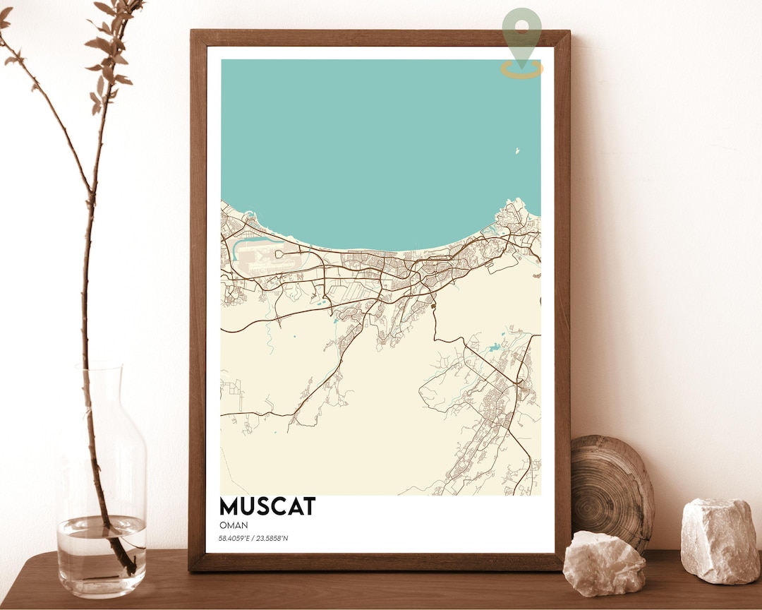 Muscat Map, Muscat Map Print, Muscat Wall Art, Muscat Travel Poster ...