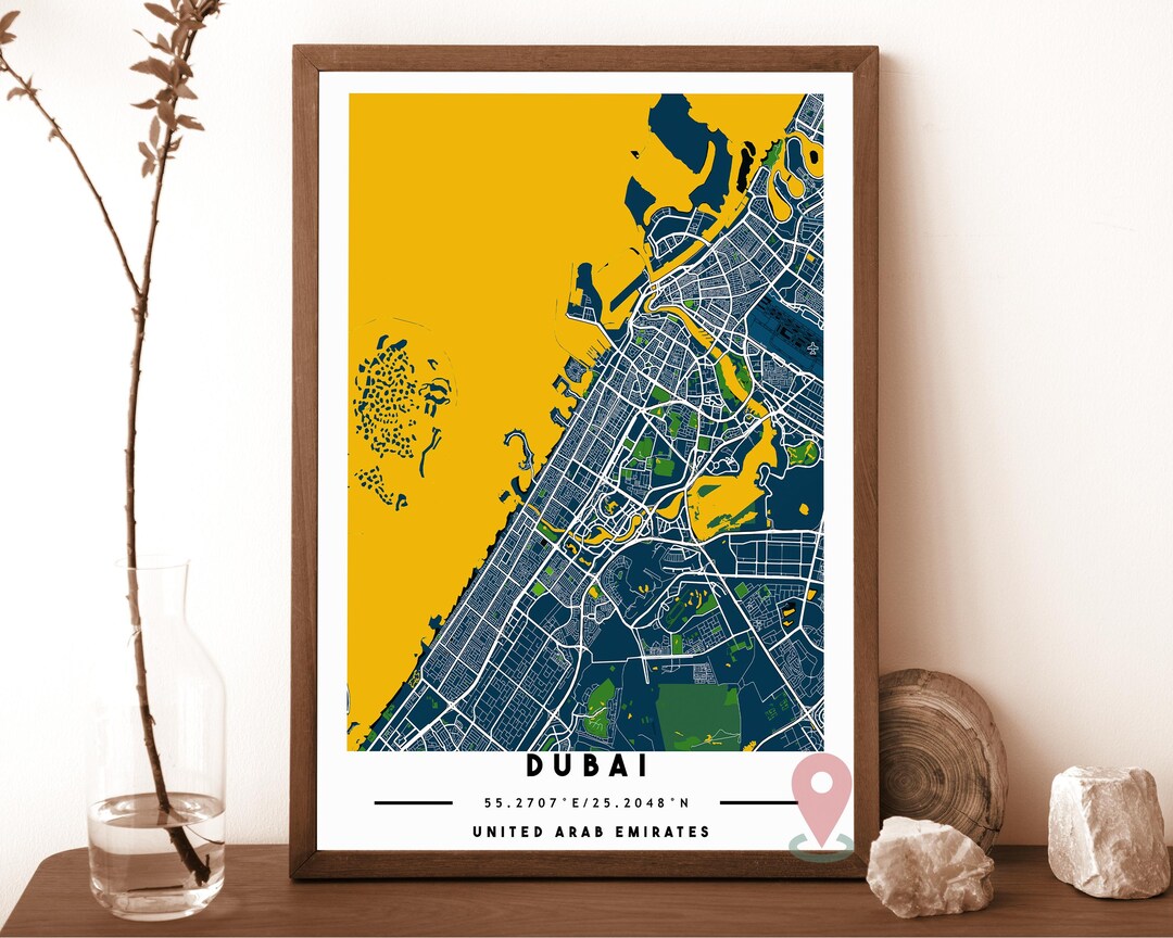 Dubai Map, Dubai Map Print, Dubai Wall Art, Dubai Travel Poster, Dubai ...