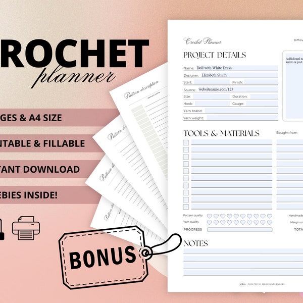 Printable Crochet Project Planner - Etsy