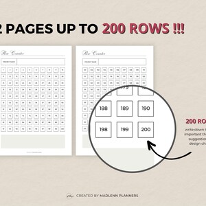 Row Counter Sheet Knitting Crochet and Amigurumi Planner Stitch Counter ...