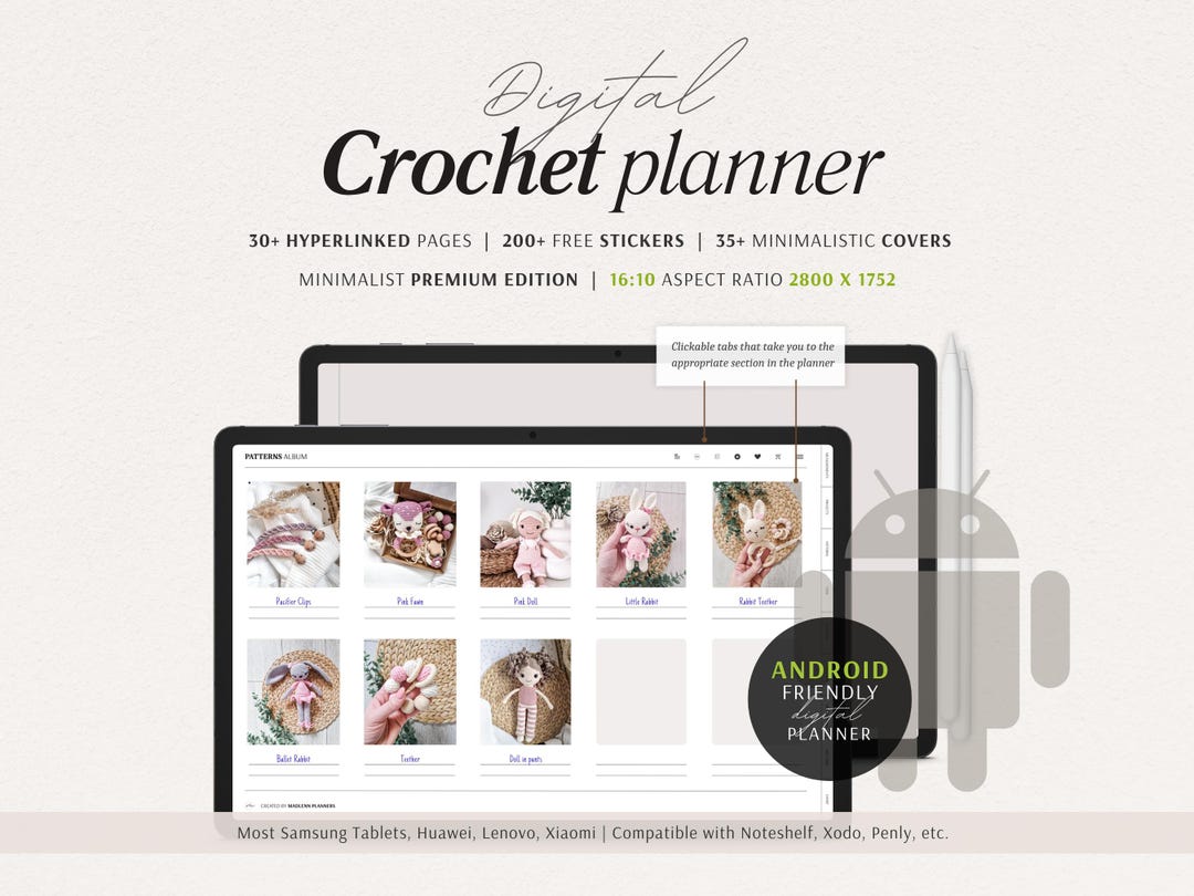 Crochet Digital Planner Project Planner, Crochet Pattern Organizer ...