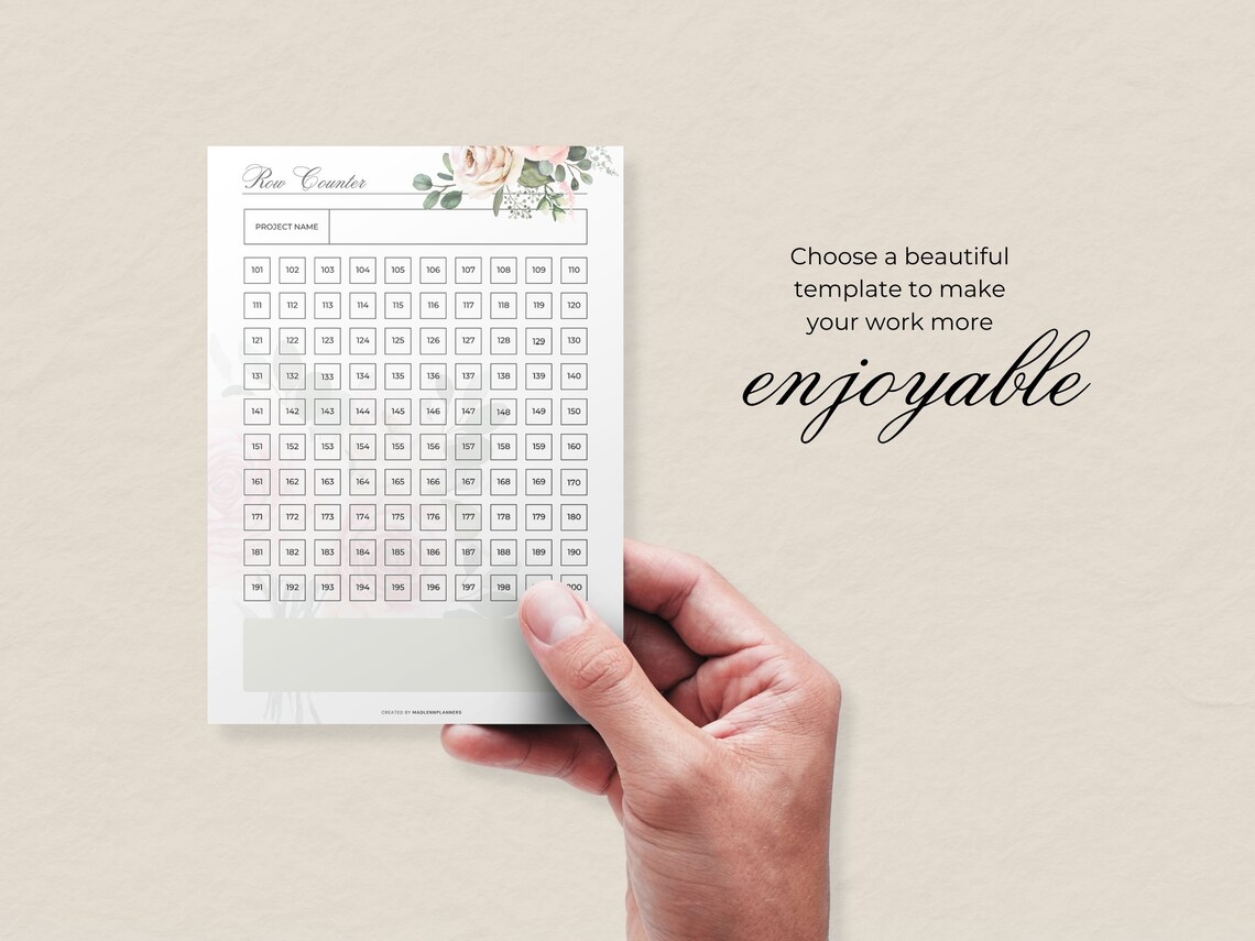 Row Counter Sheet Knitting Crochet and Amigurumi Planner Stitch Counter ...