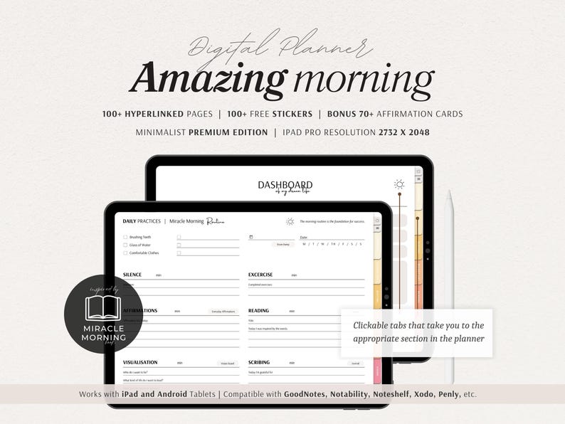 Amazing Morning Routine Journal Digital Planner for iPad Goodnotes ...