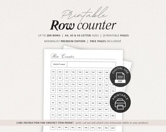 Row Counter Sheet Knitting Crochet and Amigurumi Planner Stitch Counter ...
