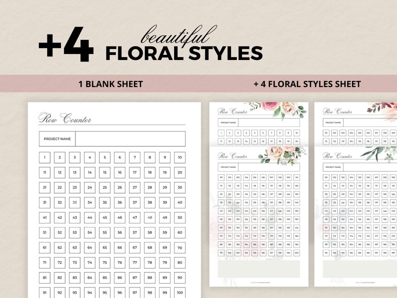 Row Counter Sheet Knitting Crochet and Amigurumi Planner Stitch Counter ...