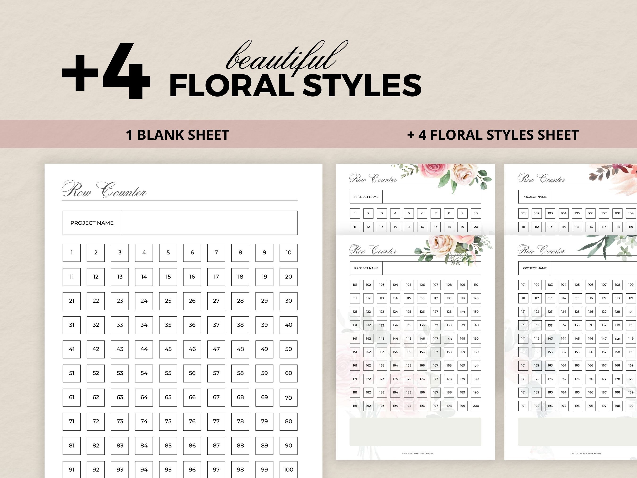 Row Counter Sheet Knitting Crochet and Amigurumi Planner Stitch Counter ...