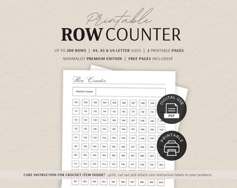Row Counter Sheet Knitting Crochet and Amigurumi Planner Stitch Counter ...