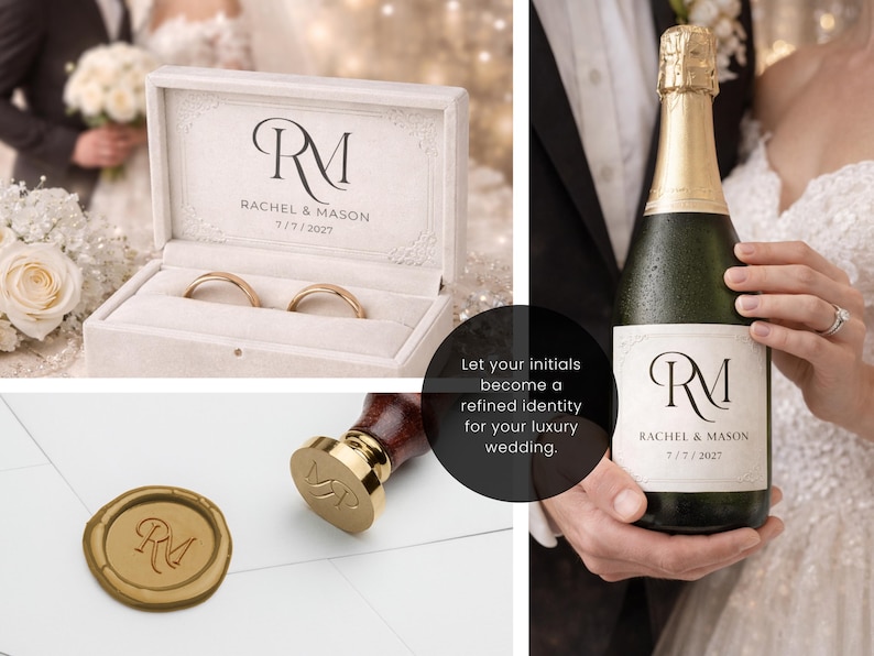 COUTURE Custom Wedding Monogram | Editorial Couple Initials for ...