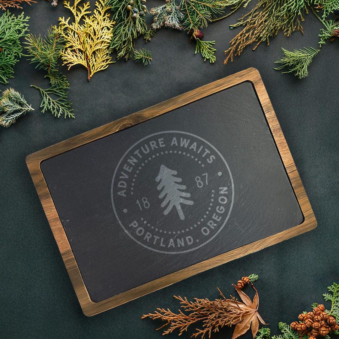 Tree Stamp - Custom Slate Serving Board - Etsy