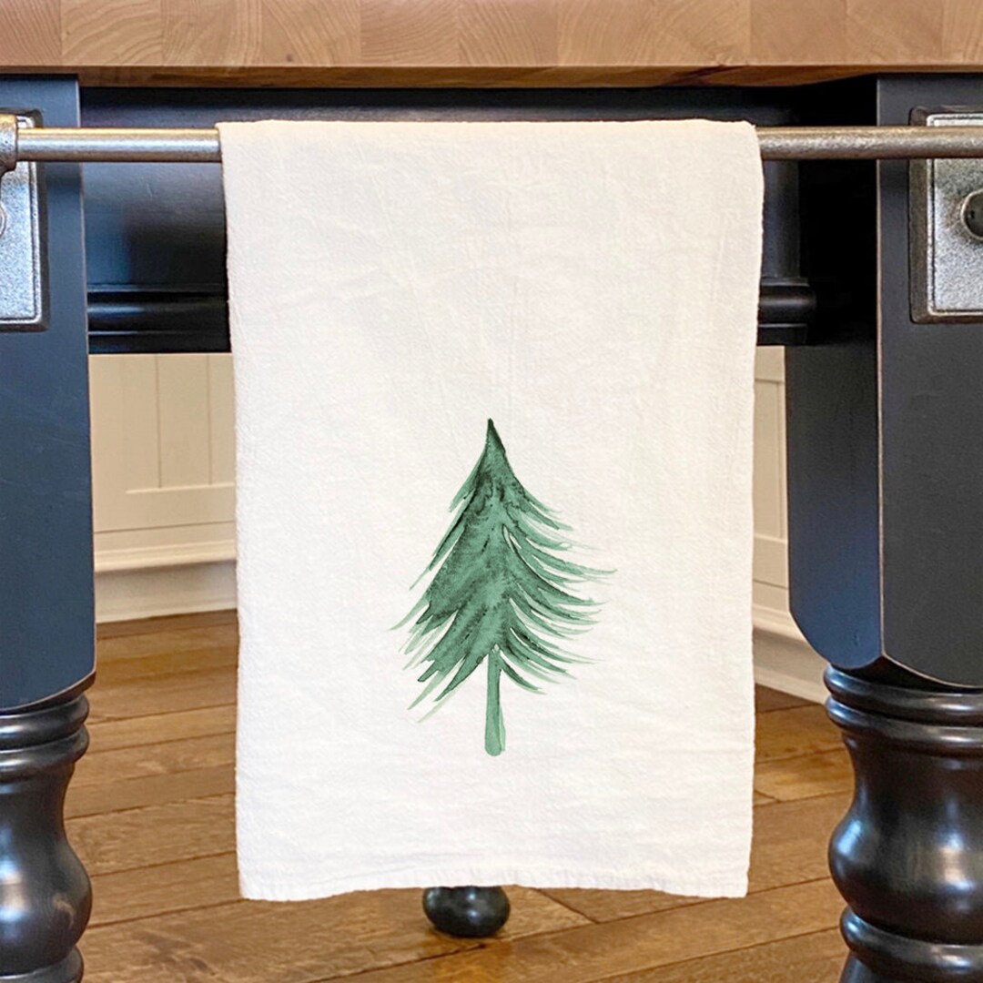 Evergreen Tree - Cotton Tea Towel, Flour Sack Towel, Cabin Decor ...