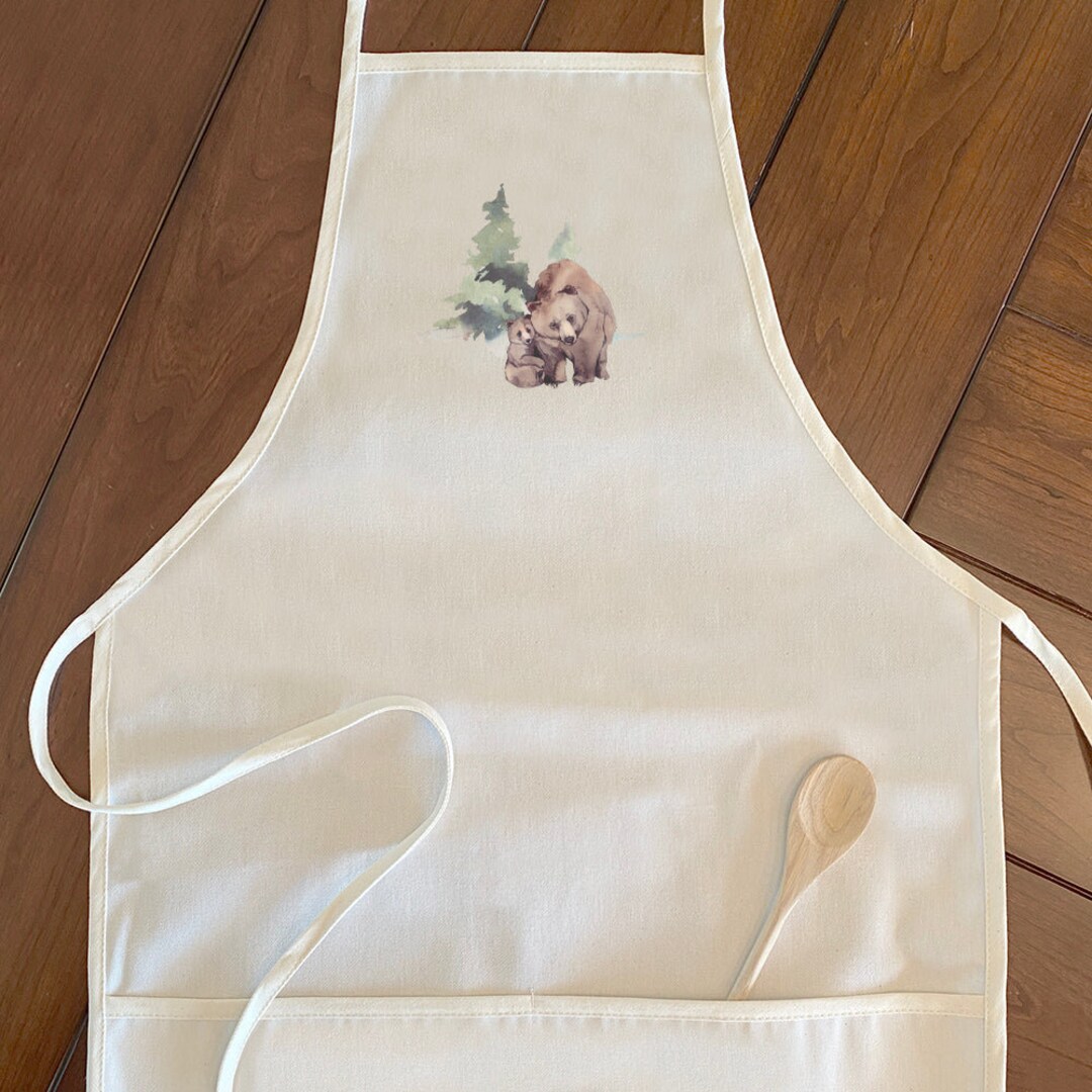 Watercolor Bear Scene - Women's Apron, Gift for Her, Cooking Apron ...