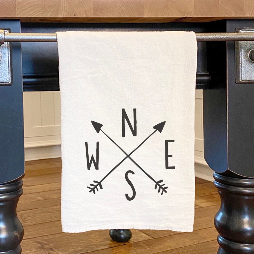 Compass With Arrows Cotton Tea Towel, Flour Sack Towel, 27 X 27 - Etsy