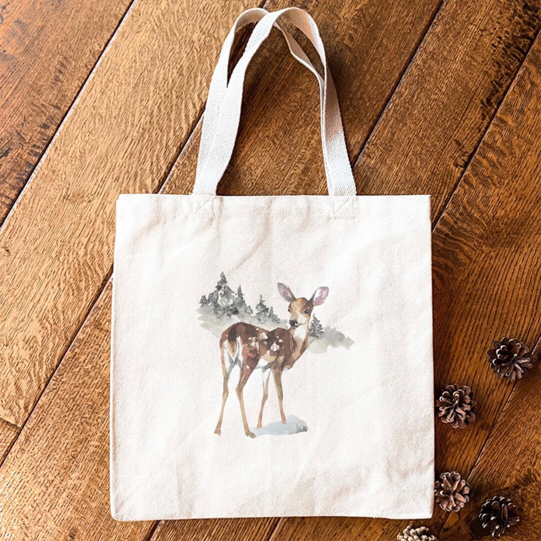 Watercolor Fawn - Canvas Tote Bag, Market Bag, Grocery Bag, Sturdy ...