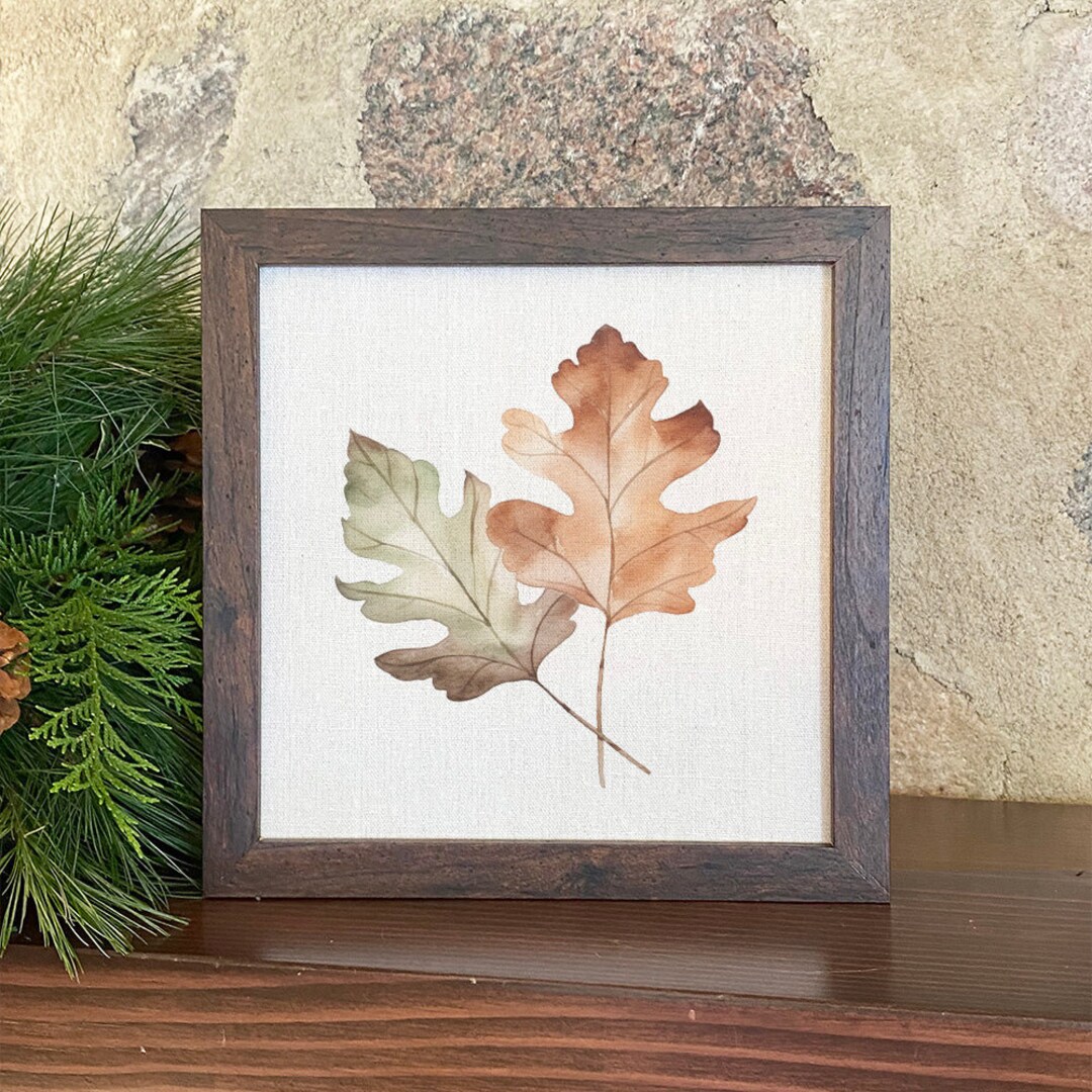 Oak Leaves - Framed Sign, Home Decor, Cabin Decor, Kitchen Decor, Fall ...