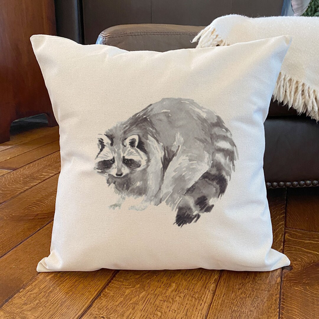 Watercolor Raccoon - Square Canvas Pillow, Home Decor, Decorative ...