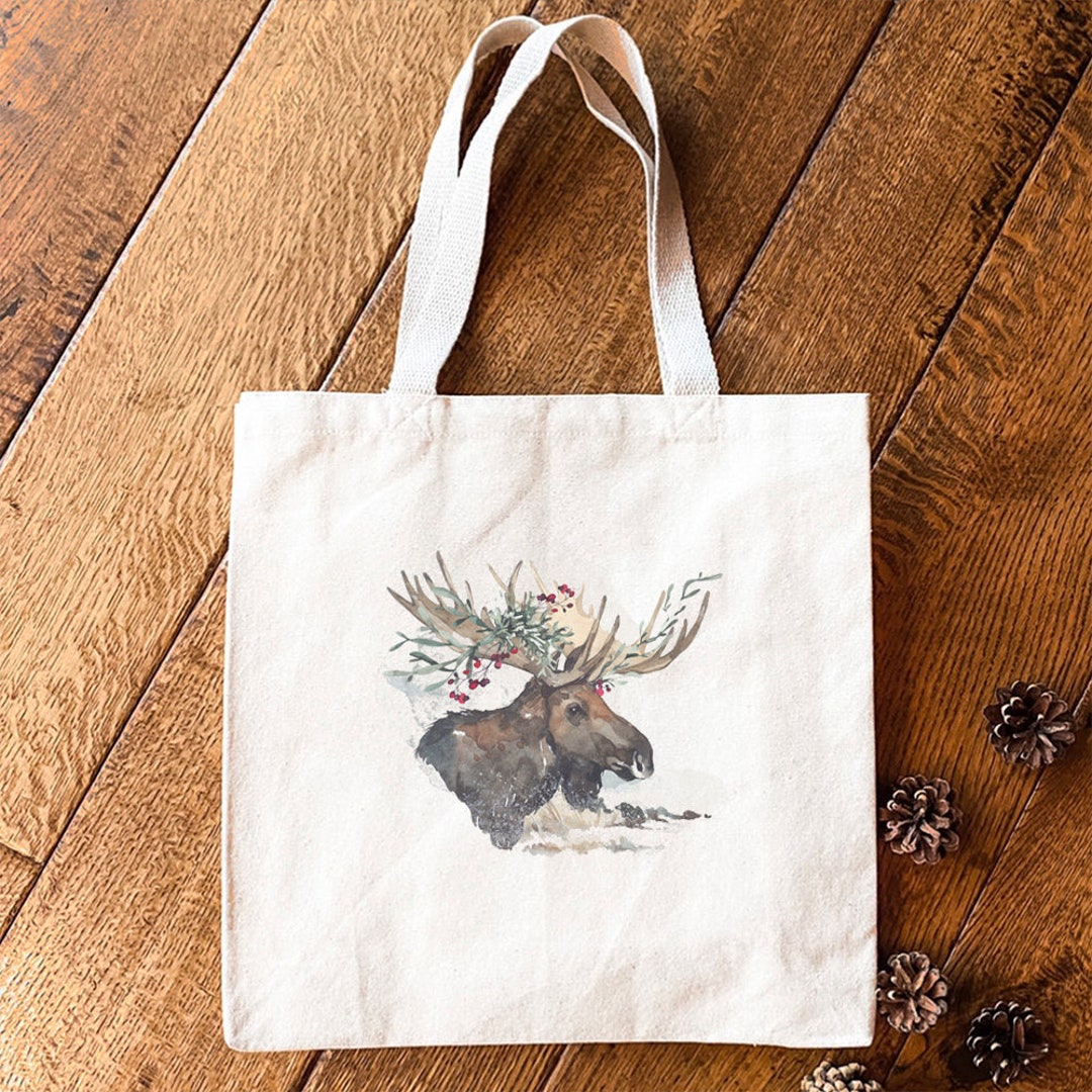 Winter Moose - Canvas Tote Bag, Market Bag, Grocery Bag, Sturdy ...