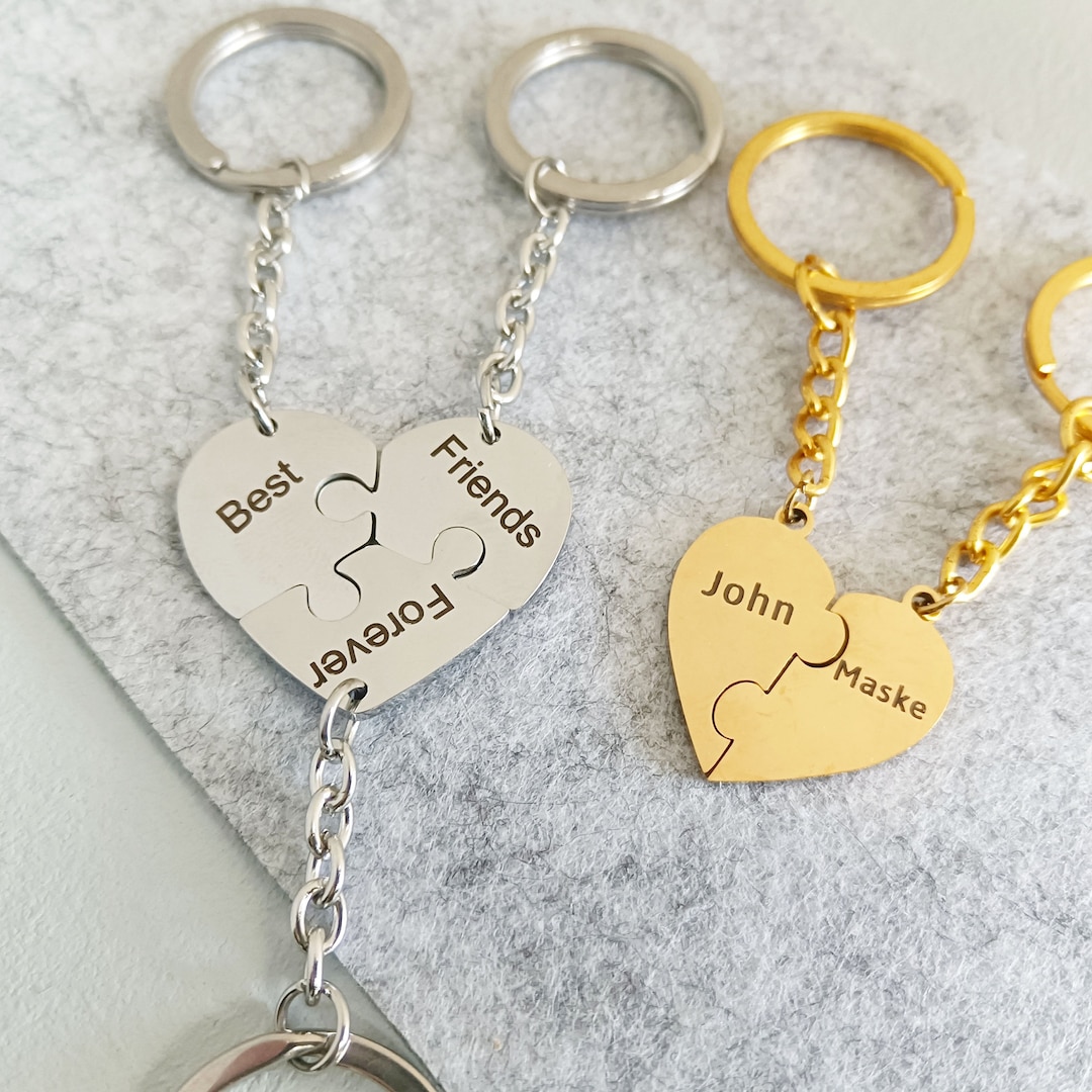 Custom Heart Puzzle Keychain, Personalized Family Keychain, Puzzle ...