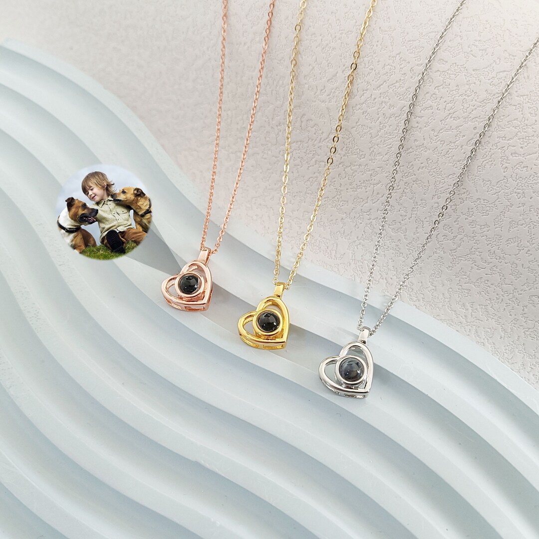 Heart Photo Necklace • Photo Projection Necklace • Picture Necklace ...