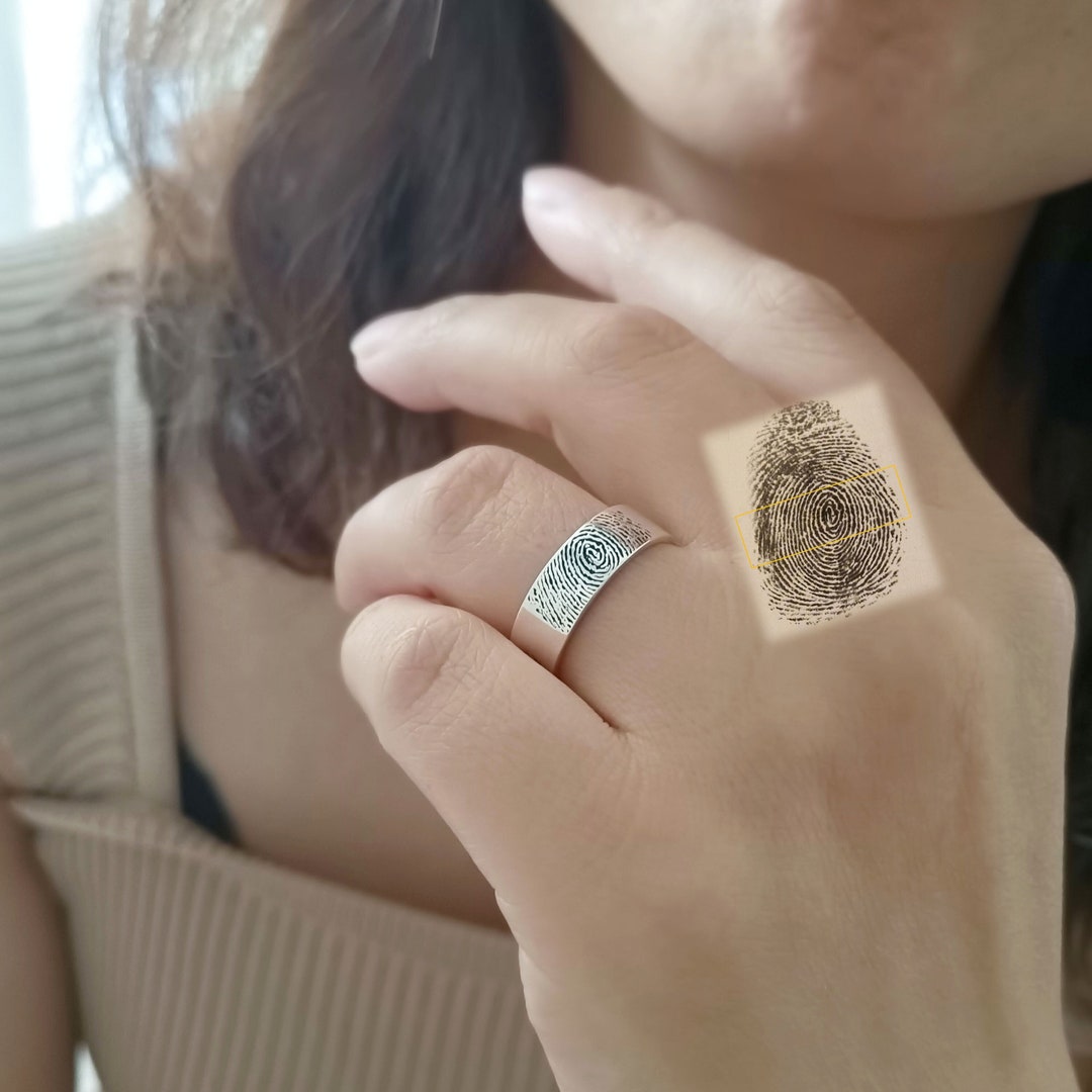 Custom Fingerprint Ring,personalised Fingerprint Band,actual ...