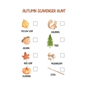 Autumn Scavenger Hunt, Outdoor Activity, Homeschool, Thanksgiving Game ...