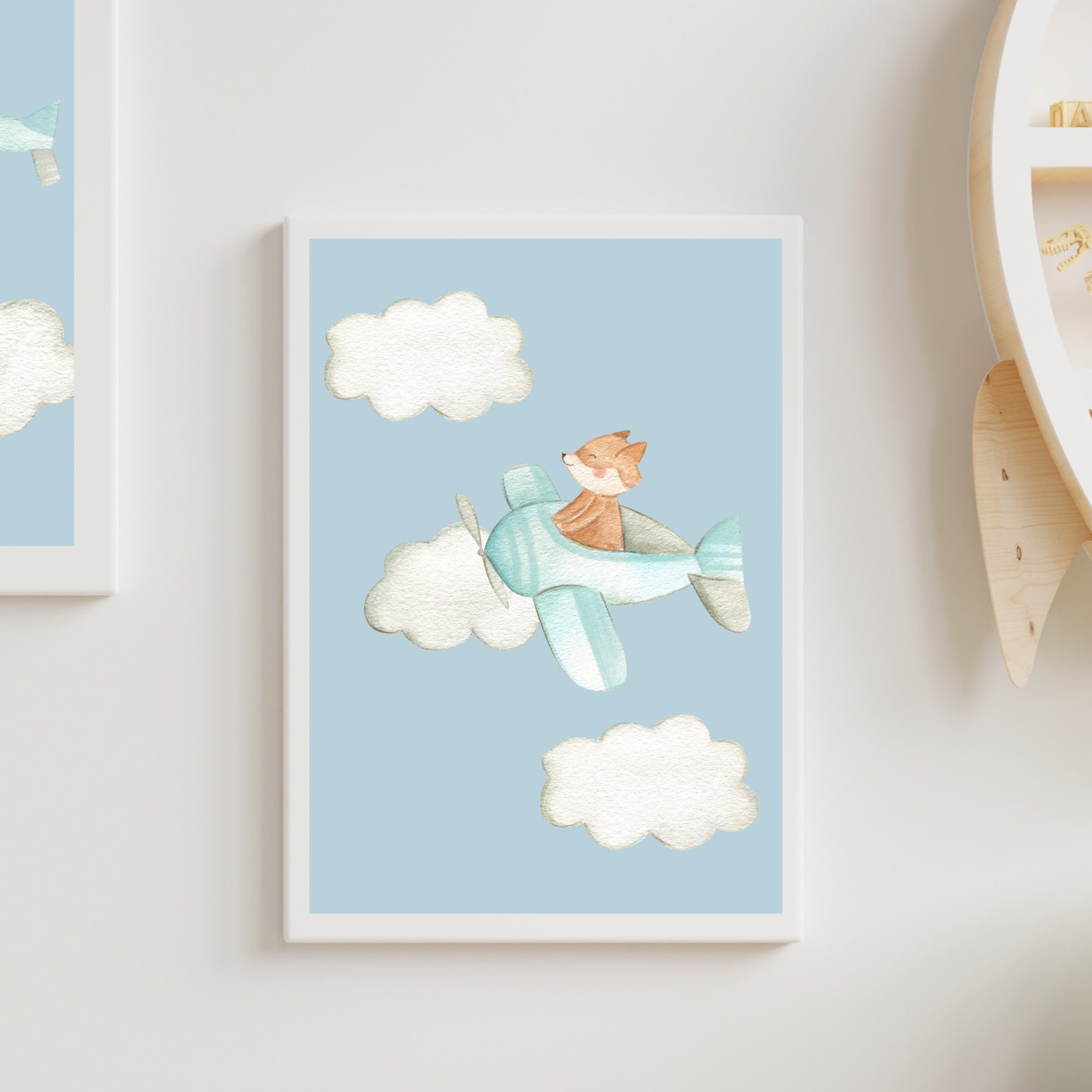 Airplane Nursery Wall Art Baby Animals Print Aviation Baby - Etsy