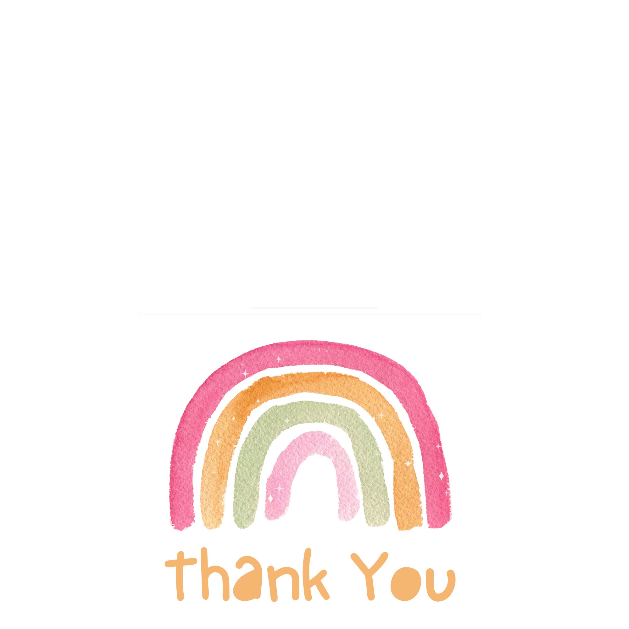 Printable Thank You Card, Rainbow Thank You Cards, Blank Inside Cards ...