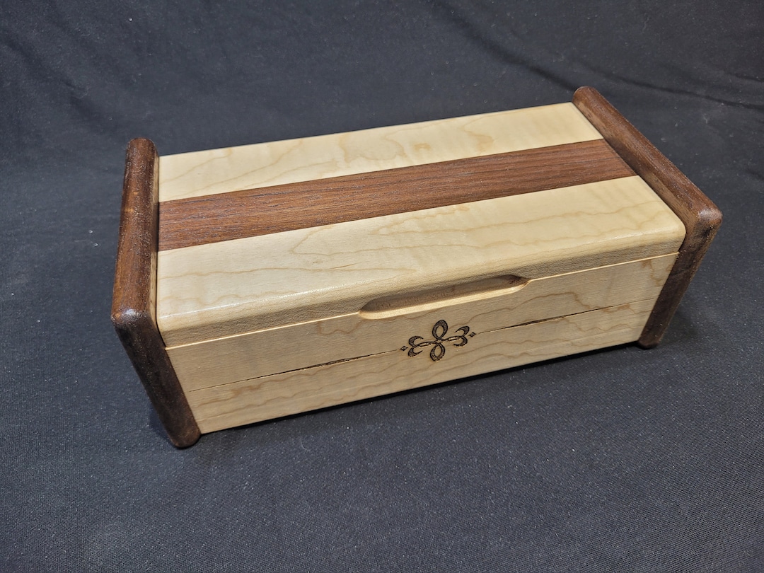 Hardwood Keepsake or Jewelry Box, Handmade Figured Maple and Peruvian ...