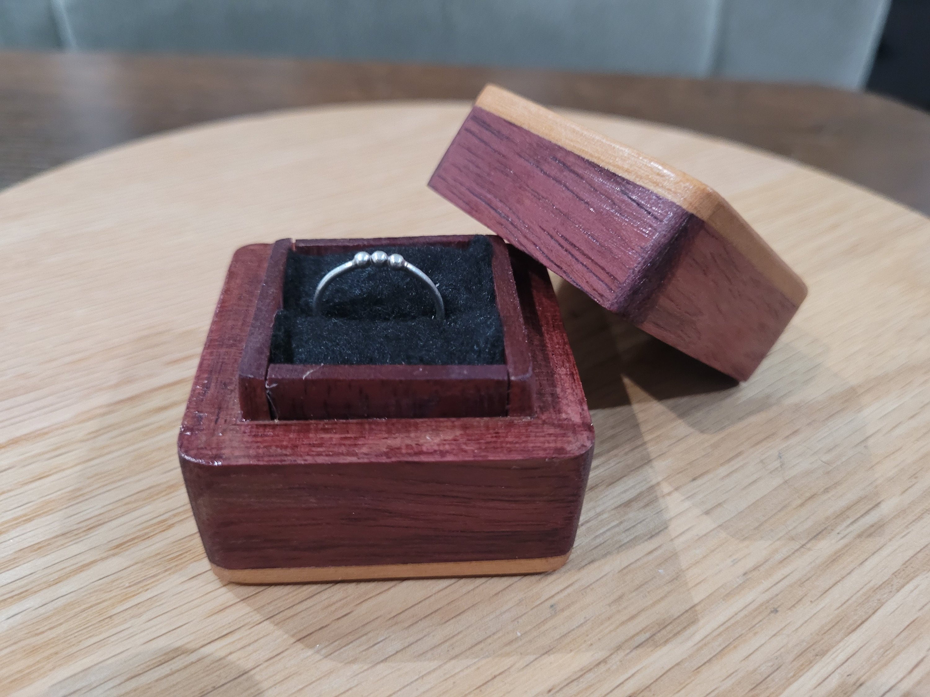 Handmade Purpleheart and Cherry Hardwood Ring Box. Engagement or ...