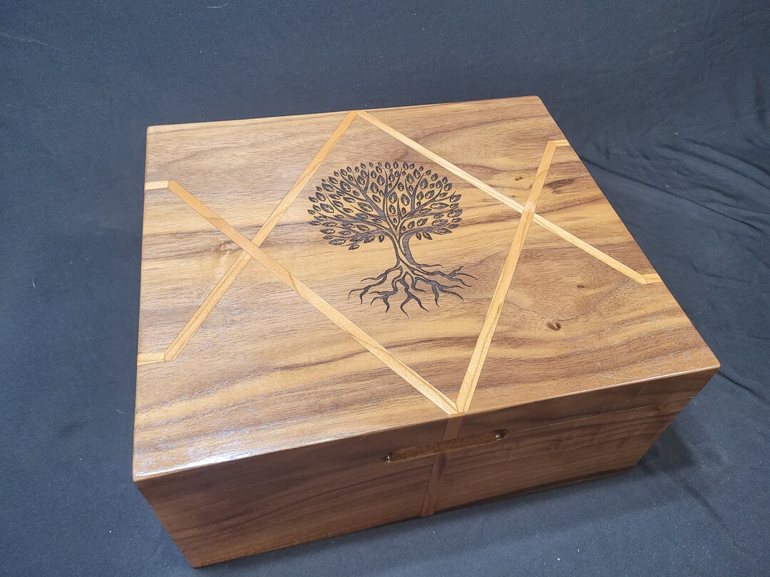 Handmade Large Tree of Life Jewelry Box. Custom Walnut and Cherry Solid ...