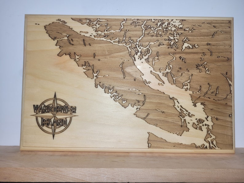 Laser Engraved Wood Map of Vancouver Island 14 X 9 Inches - Etsy