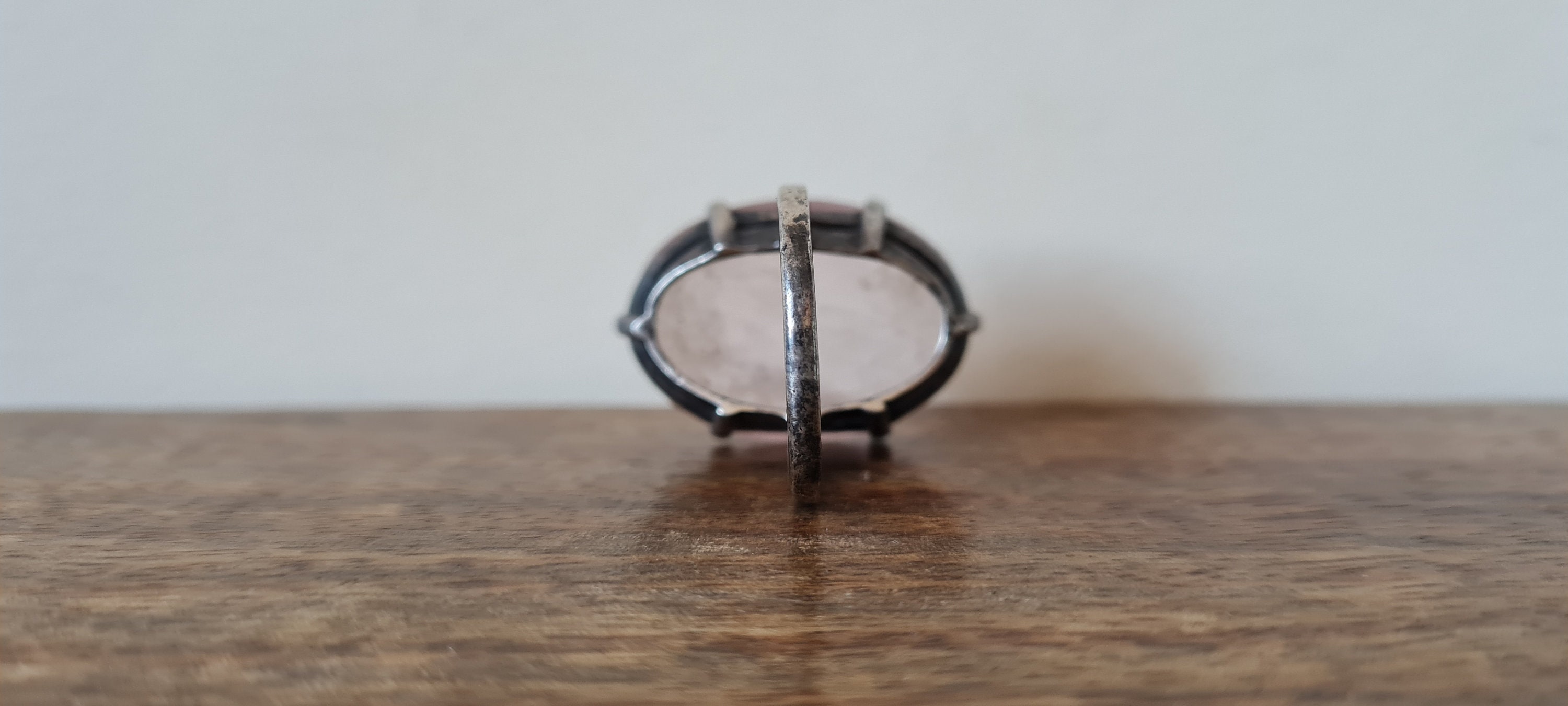 Sterling Silver Vintage Natural Rose Quartz Statement Ring - Etsy