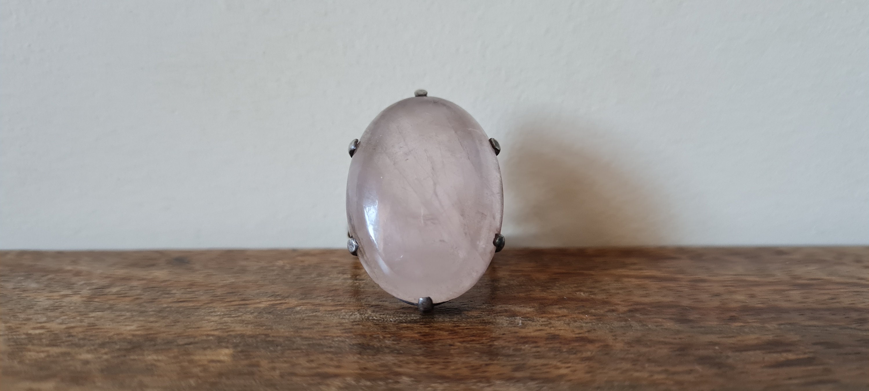 Sterling Silver Vintage Natural Rose Quartz Statement Ring - Etsy