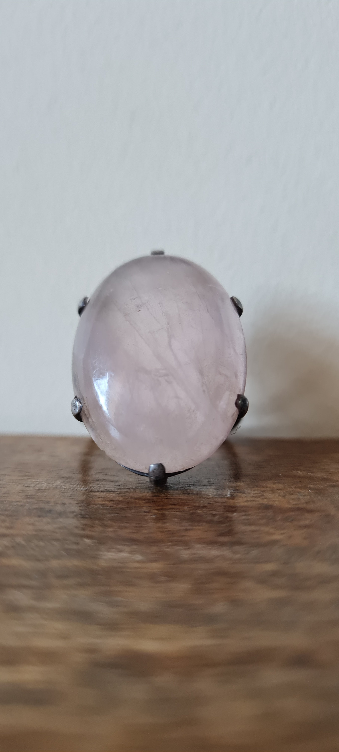 Sterling Silver Vintage Natural Rose Quartz Statement Ring - Etsy