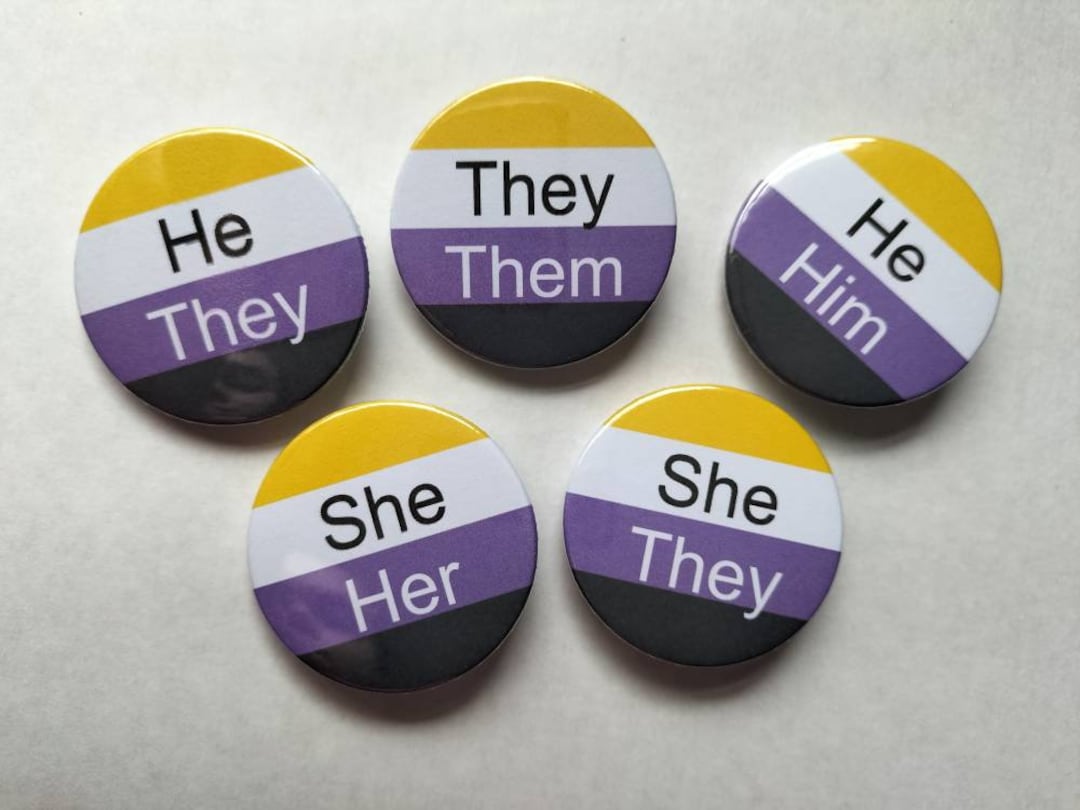 Non Binary Pronoun Badges Trans Pride LGBTQ Keyrings Magnet - Etsy