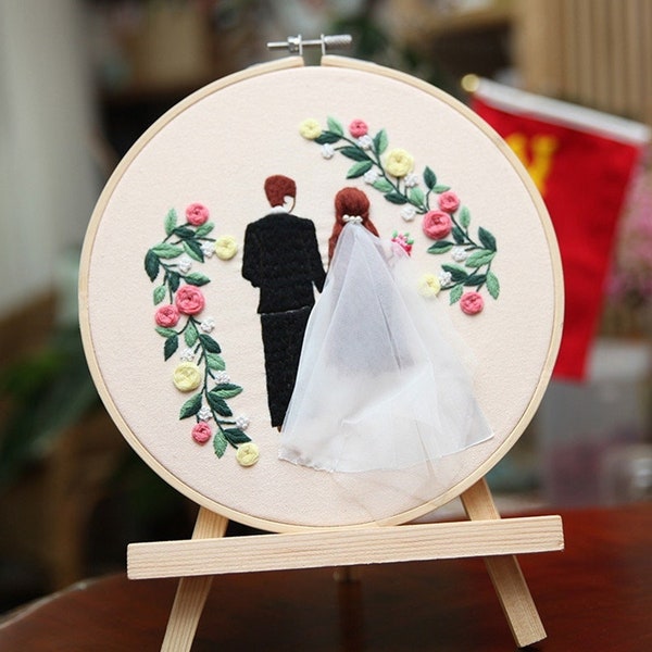 Bride and Groom on Embroidery - Etsy