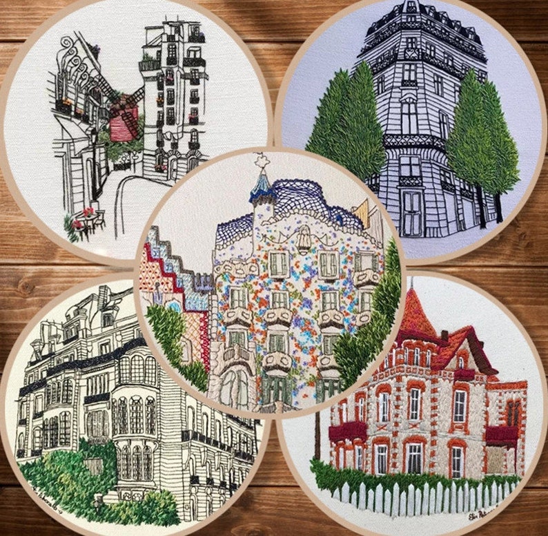 Diy Beginner Embroidery Kit Architecture Landscape Embroidery - Etsy